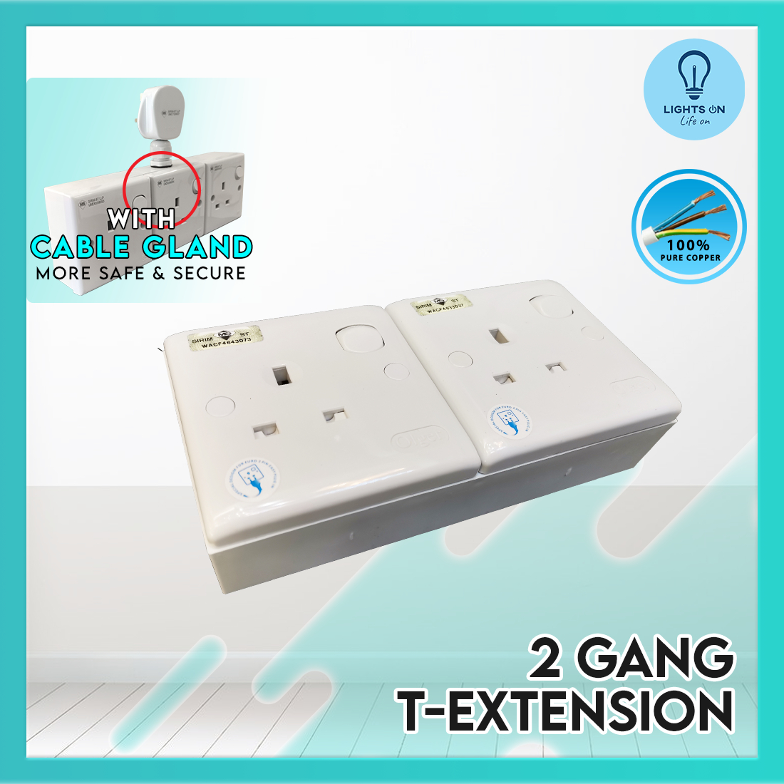 HEAVY-DUTY T-Extension T-Adaptor Wire 100% Pure Copper Wire Socket Plug ...