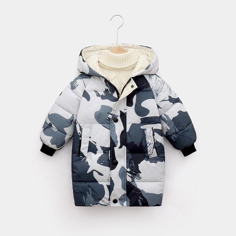 Ready Stock-2-8 Years Old Warm Children Coat Cotton Padded Fashion Hooded Long Boy Girl Cotton ...