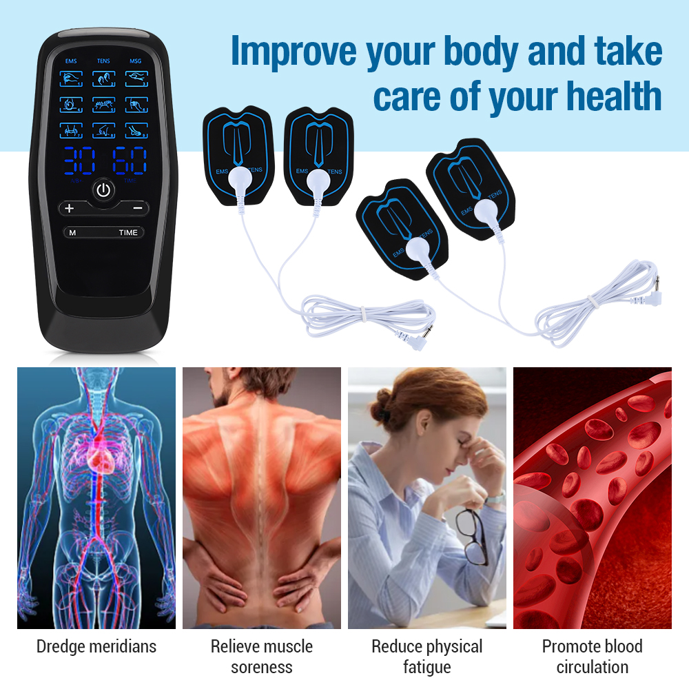 ตัวส่งสิบข้อความEMS 9โหมด30ระดับชีพจรกล้ามเนื้อ Electrostimulator ...