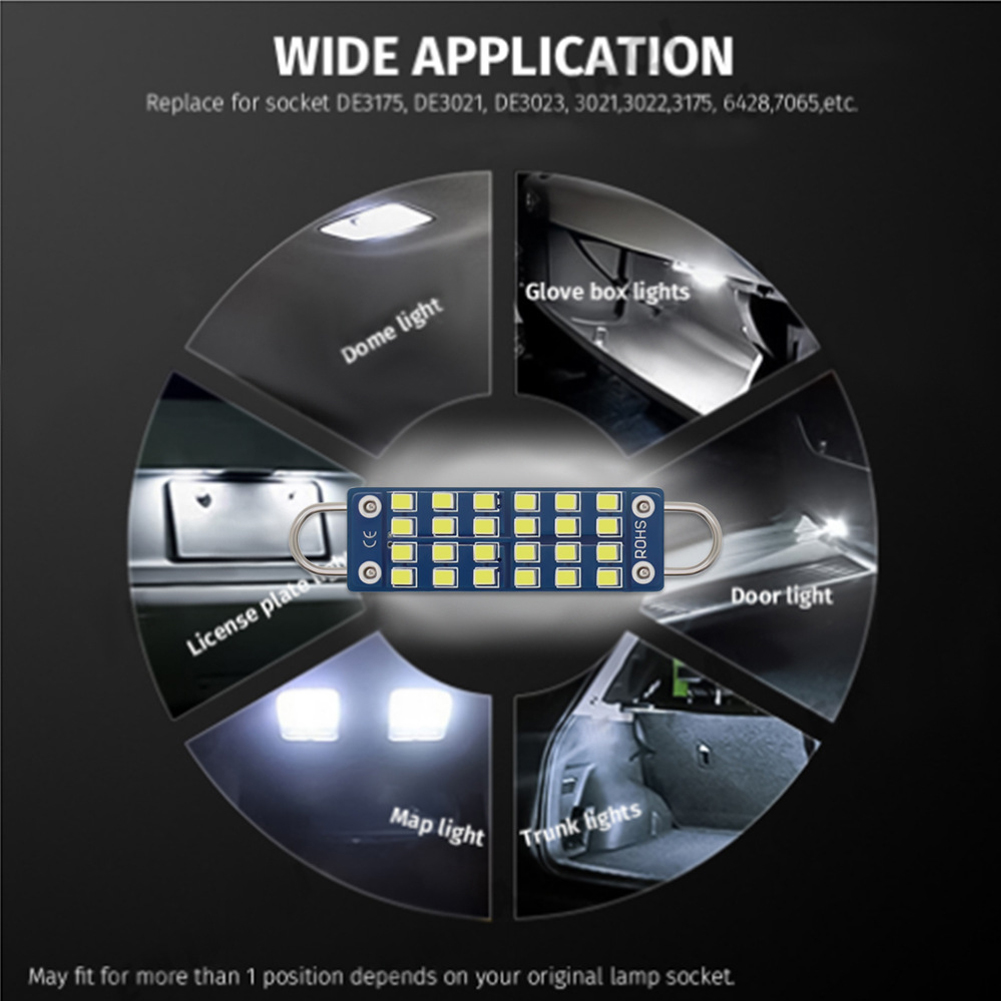 FG 1pc 44mm Car Light 24SMD Canbus W5W LED Bulbs 12V Interior Dome ...