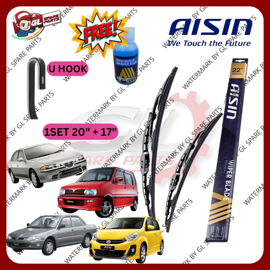 (AISIN JAPAN) FRONT WIPER BLADE SET (20+17) PERODUA MYVI 1.3 1.5 2011-2017 LAGIBEST KENARI ...