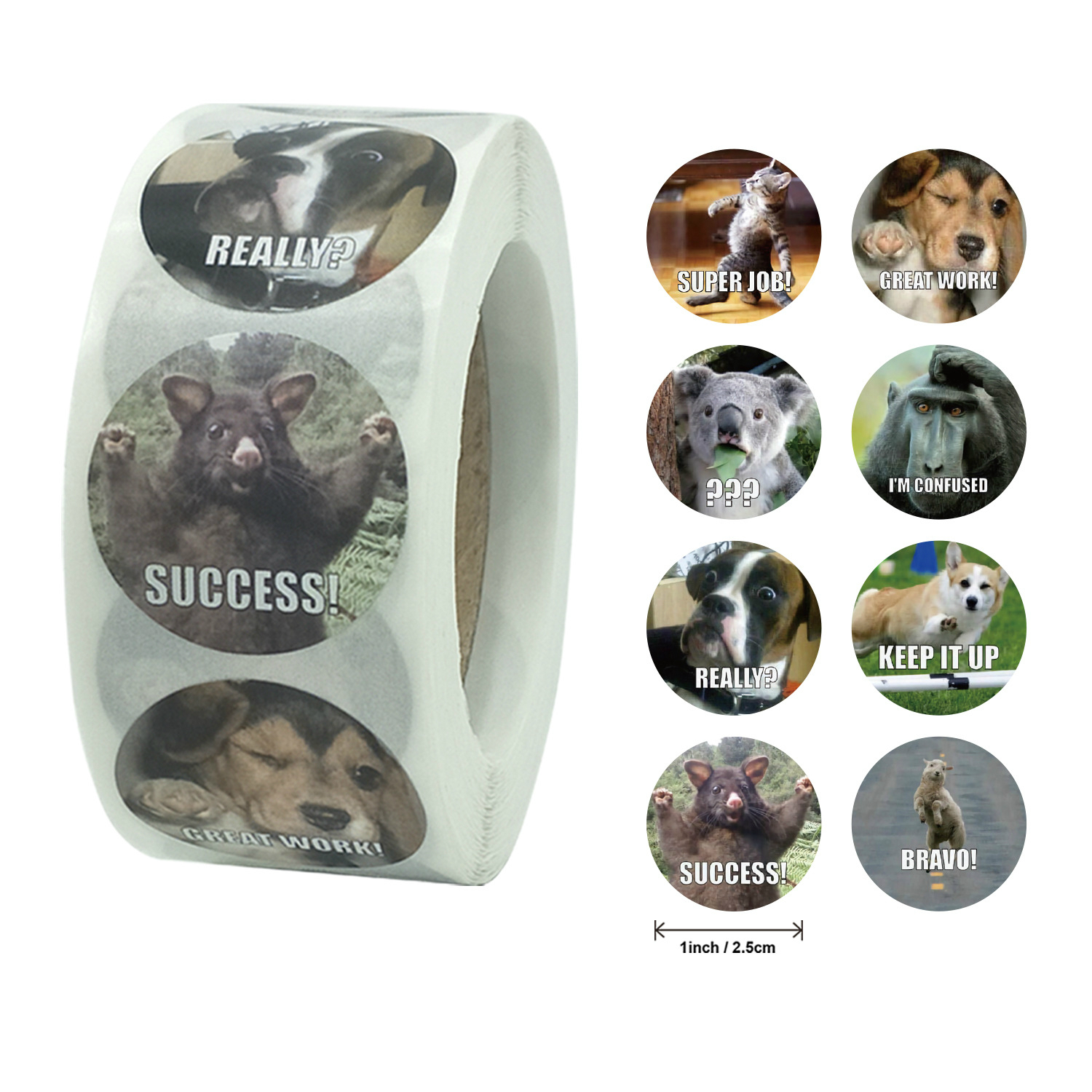 【Exclusive Offer】500 Pcs/Roll Zoo Animals Cartoon Stickers For Kids ...