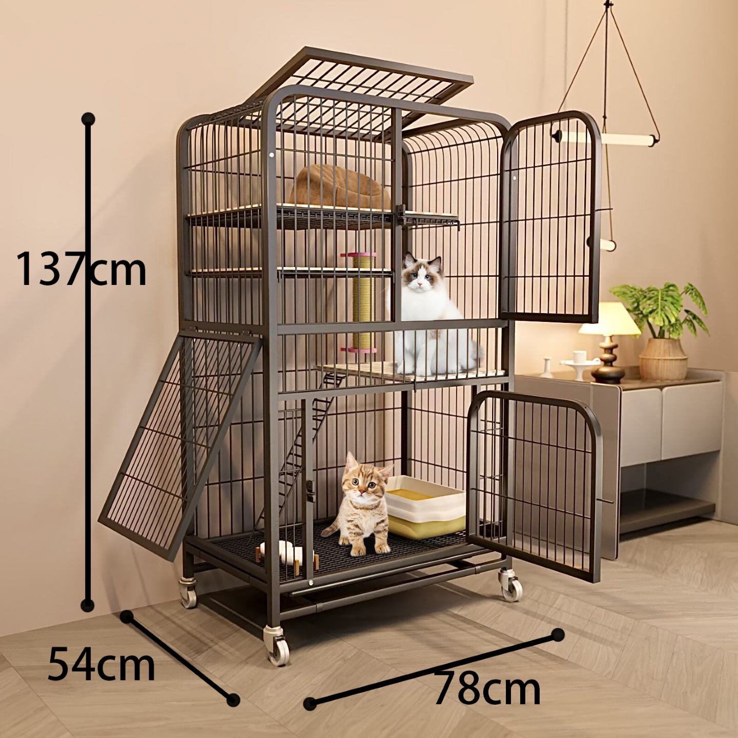 【Ready Stock】Square Tube Pet Cat Cage 2/3/4 Layers with Wheels Big Pet ...
