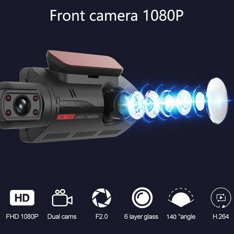 Dual Lens Dash Cam Car DVR Front and Inside Camera Video Driving ...