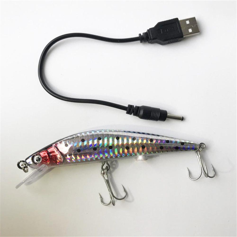 USB Rechargeable Vibrate Fishing Flash LED Fishing Baits Type:colorful ...