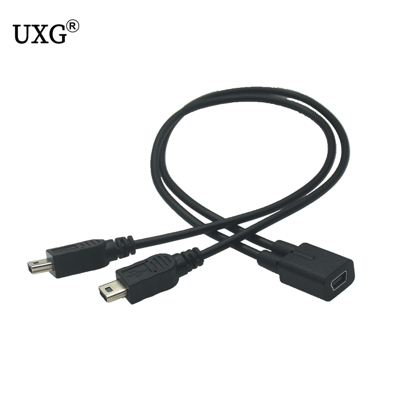 Mini USB 1 to 2 Y Splitter Cable USB 2.0 Mini 5-Pin Female to Double 2 ...