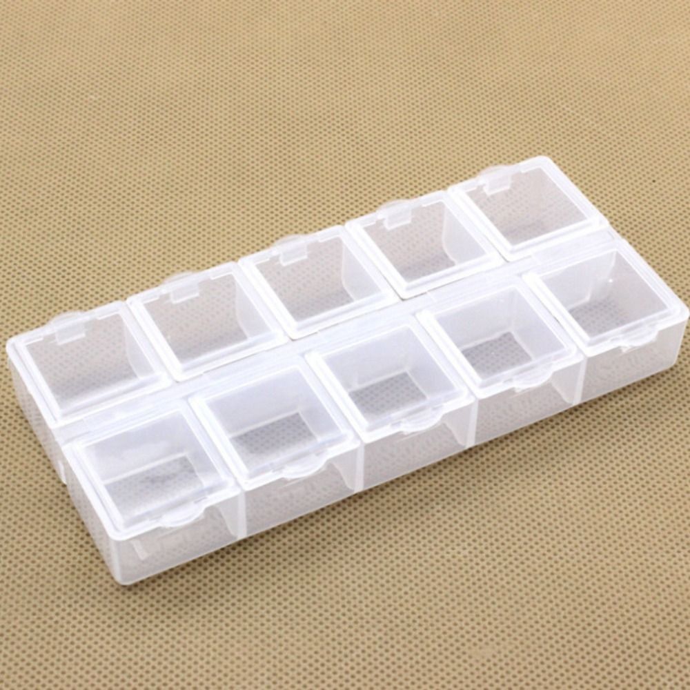 Simplicity Transparent Bead Organizer Plastic Pink 10 Grid Square Box ...