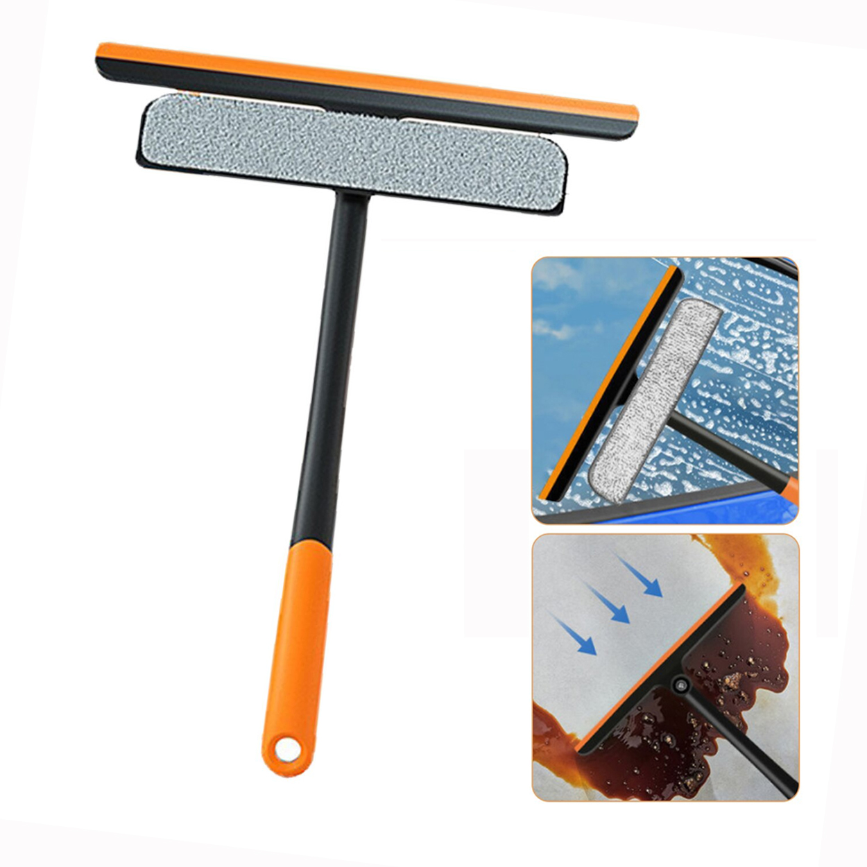 GLASS WIPER/BRUSH - 3 in 1 Window Cleaner Bathroom Mirror Rotatable TPR ...