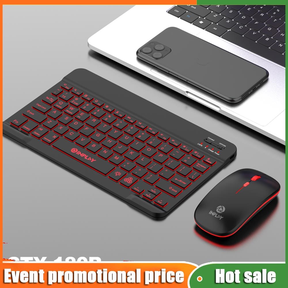 Inplay Wireless Bluetooth Keyboard and Mouse Combo 7 Color Backlit For ...