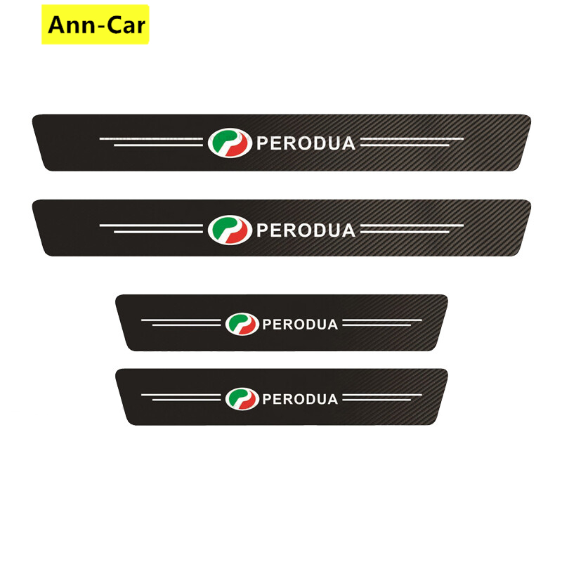 【Ann-Car】4pc/Set Car Door Side Step Sill Strip Carbon Fibre Leather ...