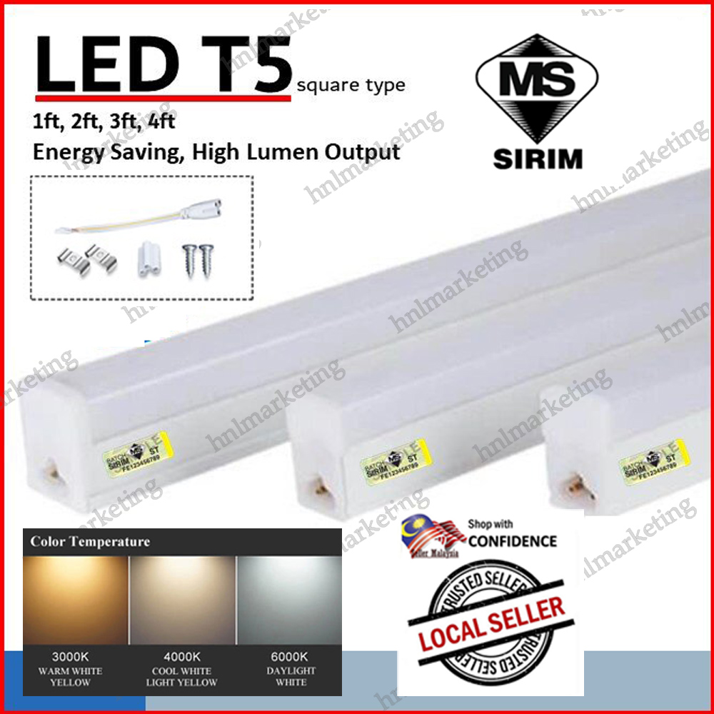 LED T5 TUBE 1FT 2FT 3FT 4FT SIRIM CEILING LONG FLUORESCENT LIGHT LAMP ...