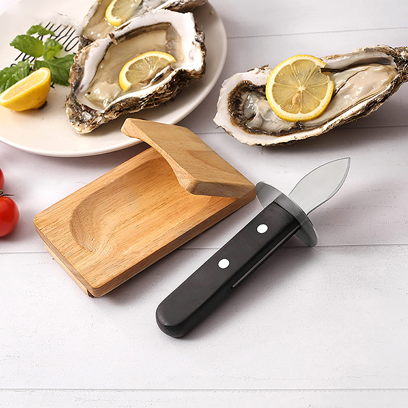 Wood Handle Oyster Knives Opener Stainless Steel Scallop Shell Shucking ...