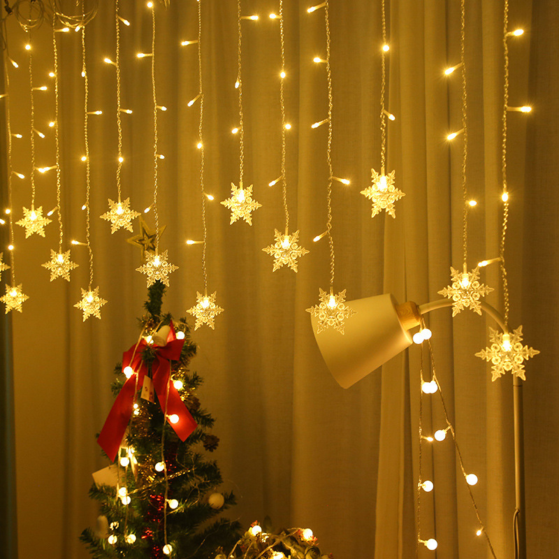 Christmas Snowflakes LED String Lights Flashing Fairy Curtain Lights ...