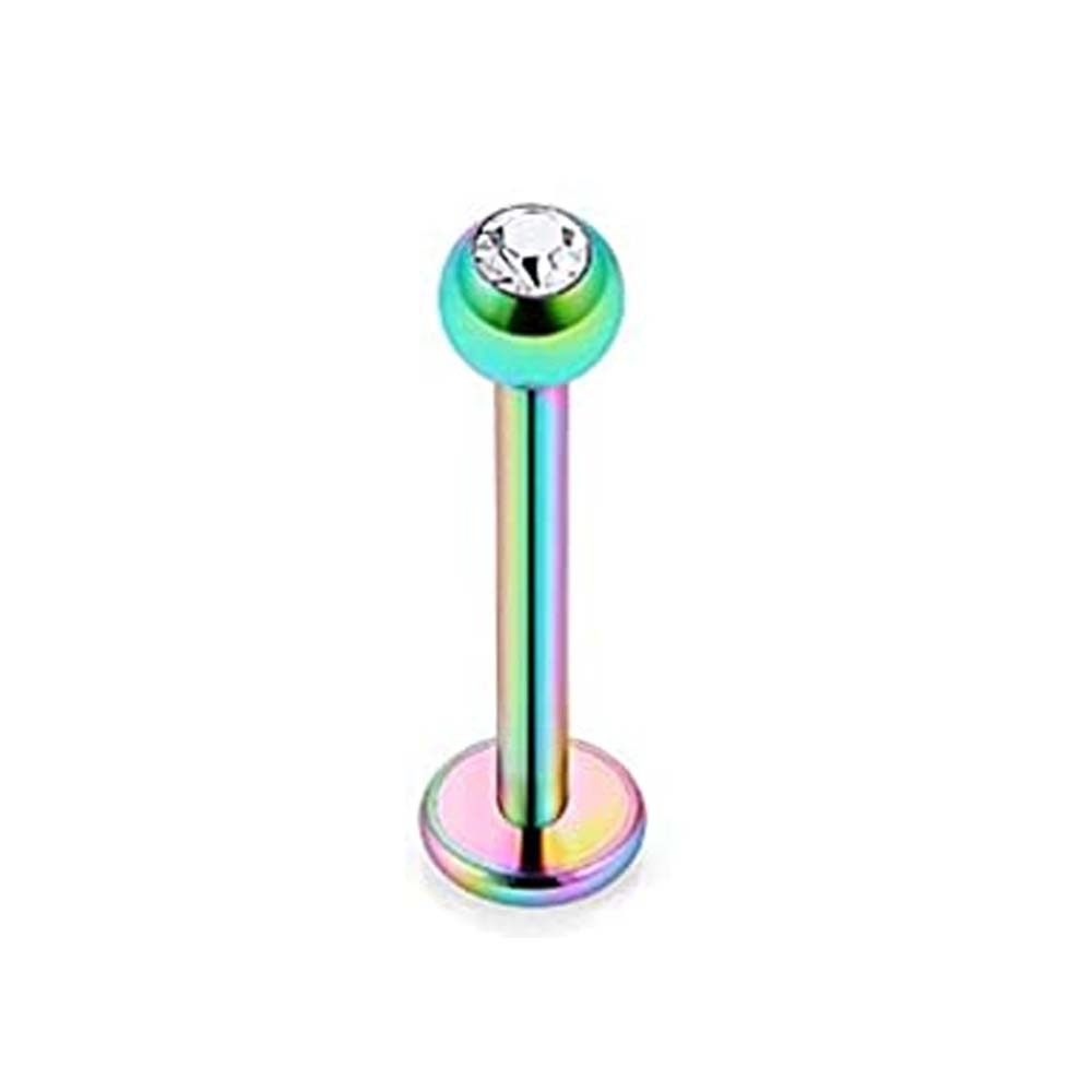 Stainless steel piercing jewelry diamond-encrusted lip nail round ball ...