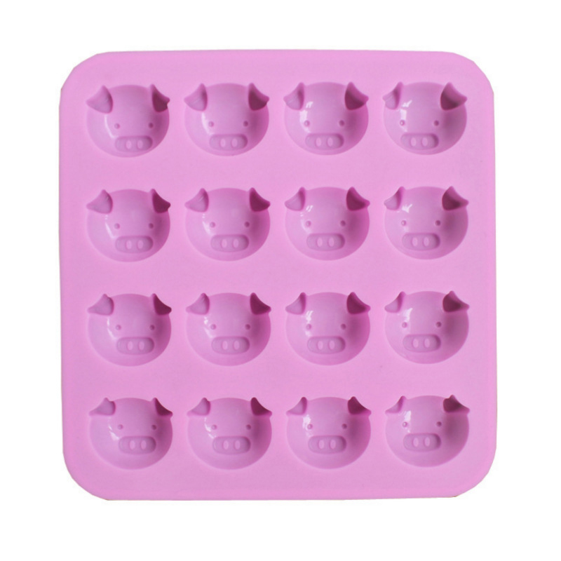 16 Cavity Pig Head Shape Silicone Mold DIY Fondant Soap Candy Chocolate ...