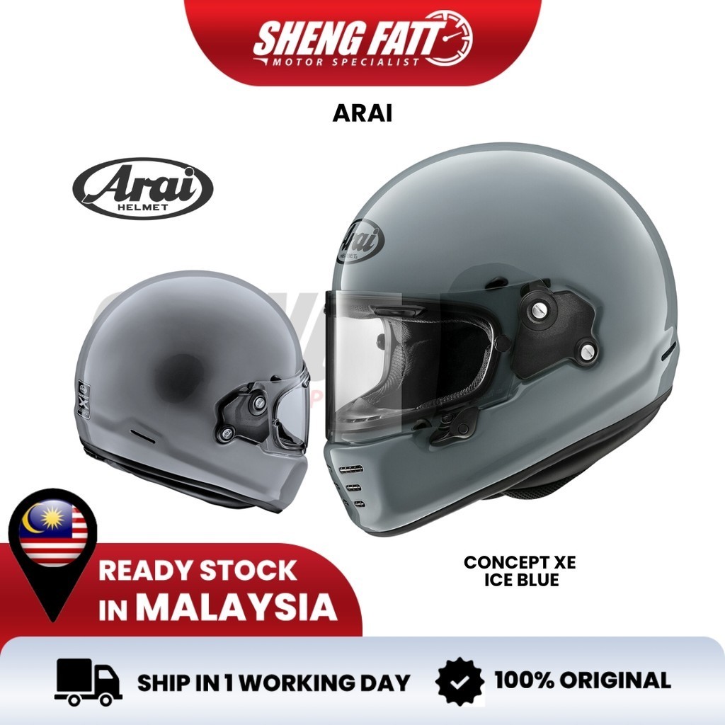 ARAI Concept-XE Ice Blue Helmet Motor Full Face Original Cafe Racer ...