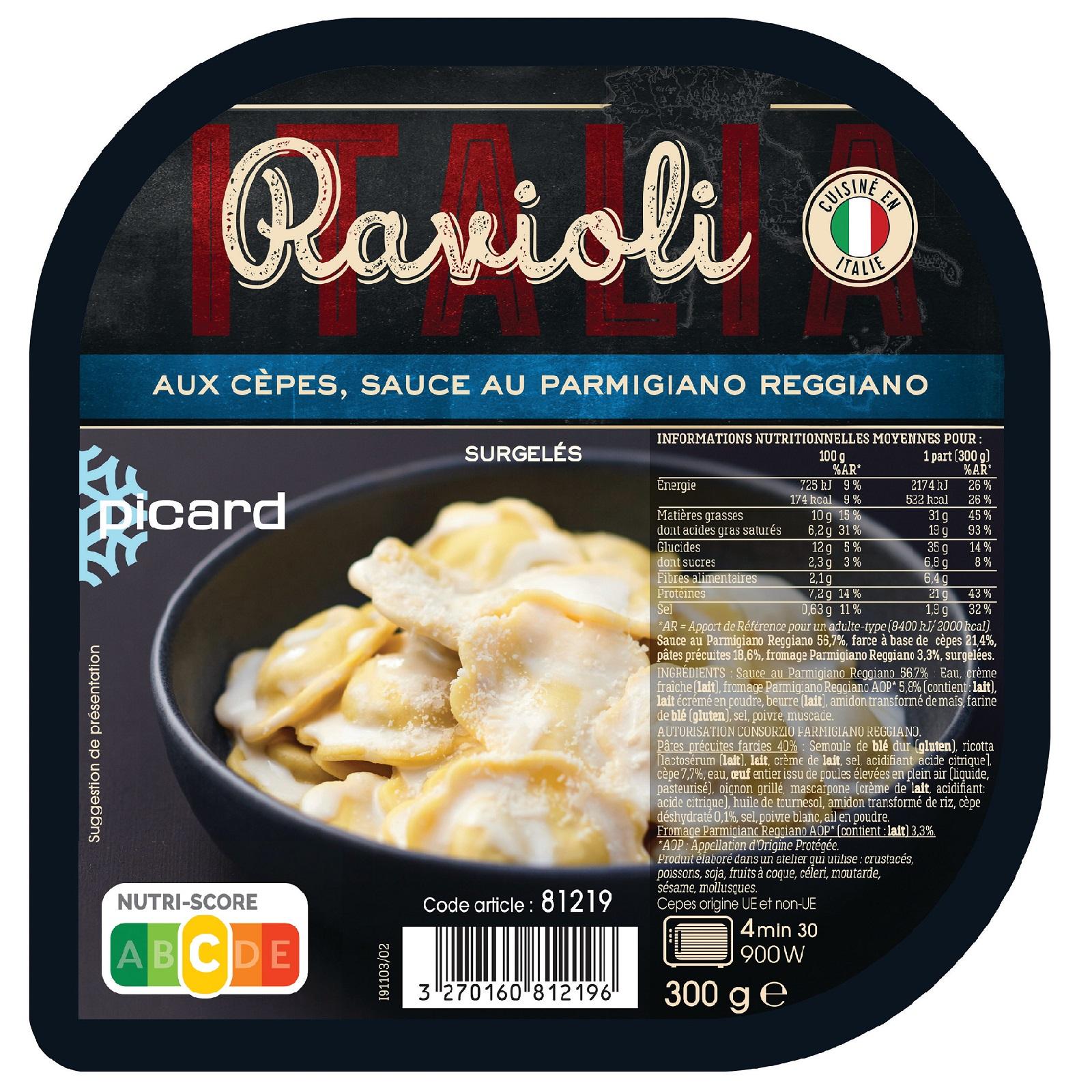 Picard Porcini Ravioli Pasta with Parmigiano Reggiano Sauce - Frozen ...