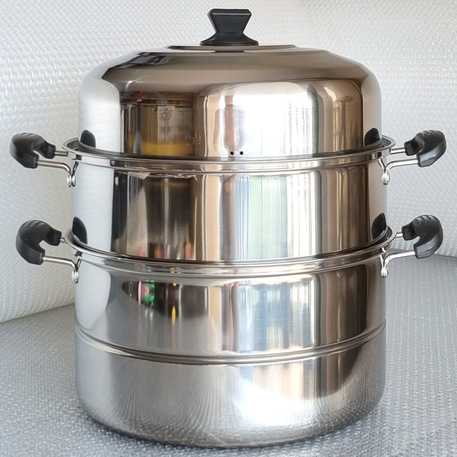Stainless Steel Steamer Pots with Extra Thickness, 3 Tiers (36, 38, 40 ...