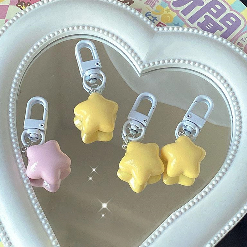 1Pc Cute Star Keychains Headphone Cover Keyring Cartoon Charm Bag ...