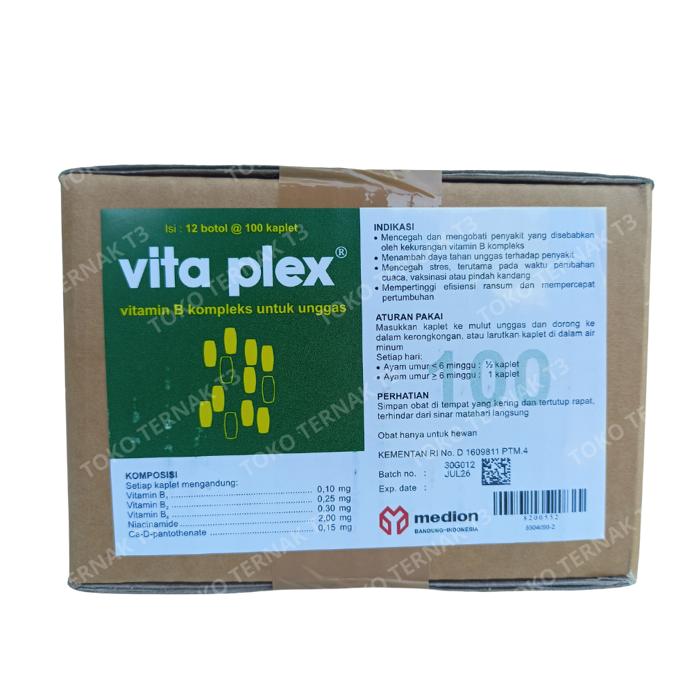 VITA PLEX 100 KAPLET 1 DUS (12 BOTOL) - Vitamin Unggas Ayam Burung ...