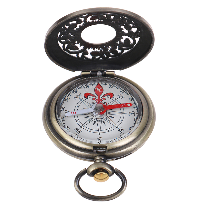 【The Timber Loft】Vintage Bronze Compass Design Pocket Watch Retro Men's ...