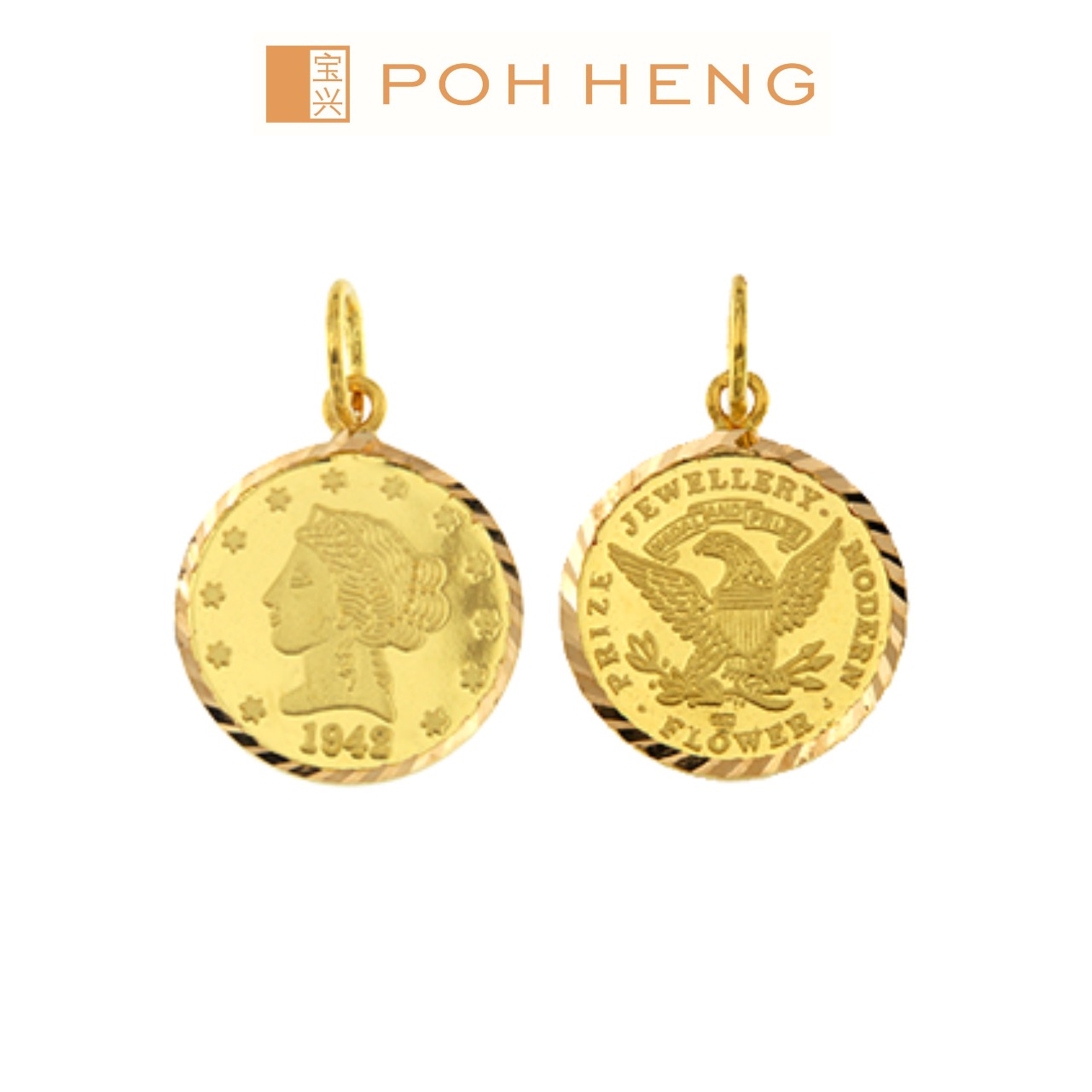 Poh Heng Jewellery 22K Lady Liberty Pendant in Yellow Gold [Price By ...