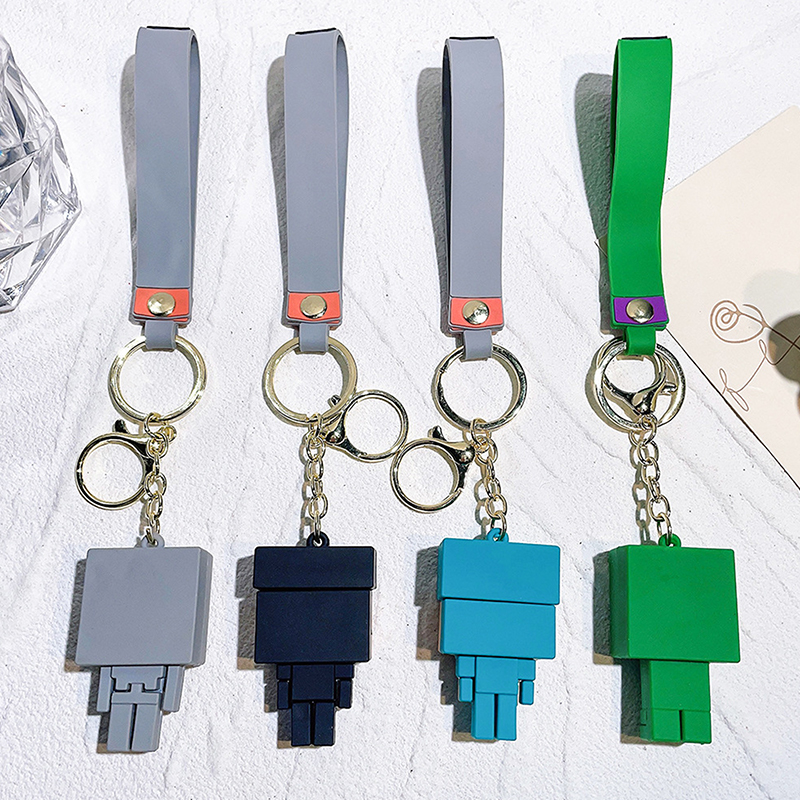 【Free shipping】 New 3D Game Minecraft PVC Keychain Ainme Steve Creeper ...