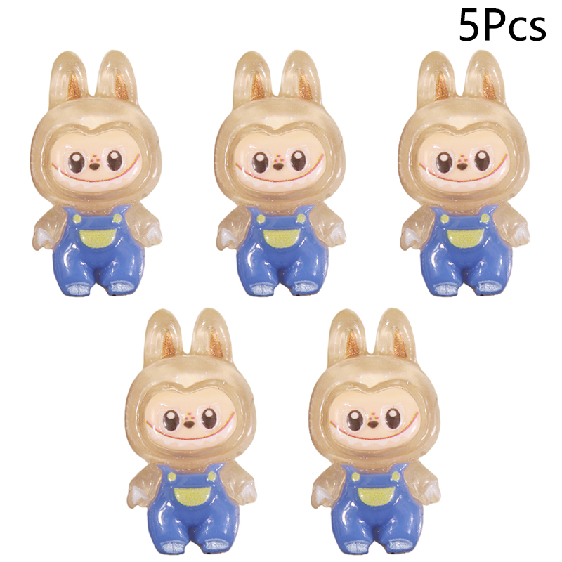 5Pcs Cartoon Cute Luminous Labubu Doll Micro Landscape Mobile Phone ...