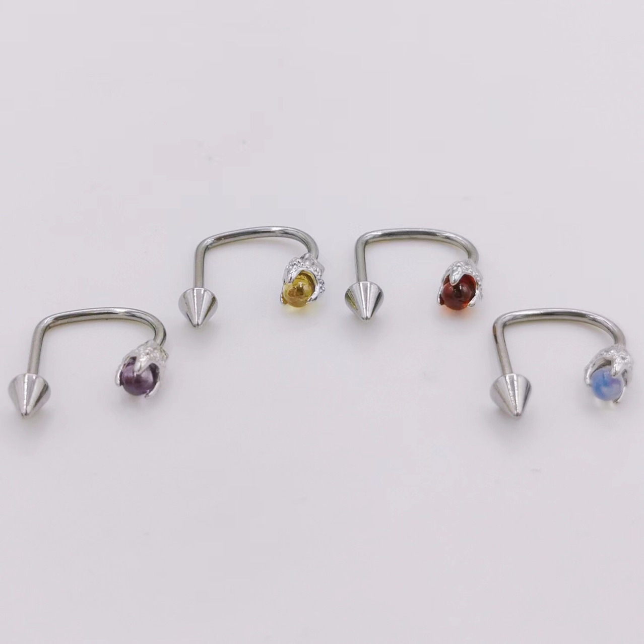 Dragon Three Claw Pointed Opal Lip Ring Lip Nail Stainless Steel Ear ...