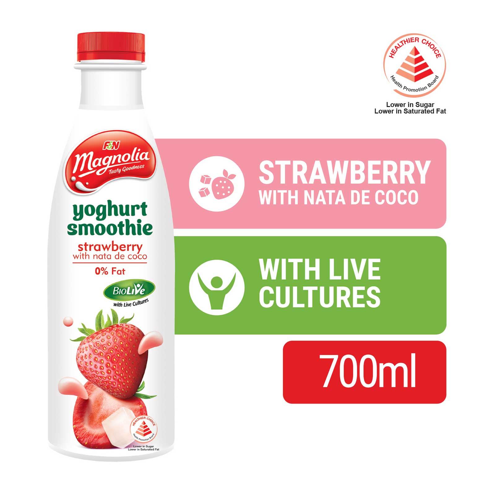Magnolia Strawberry Yoghurt Smoothie with Nata De Coco 700ML | Lazada ...