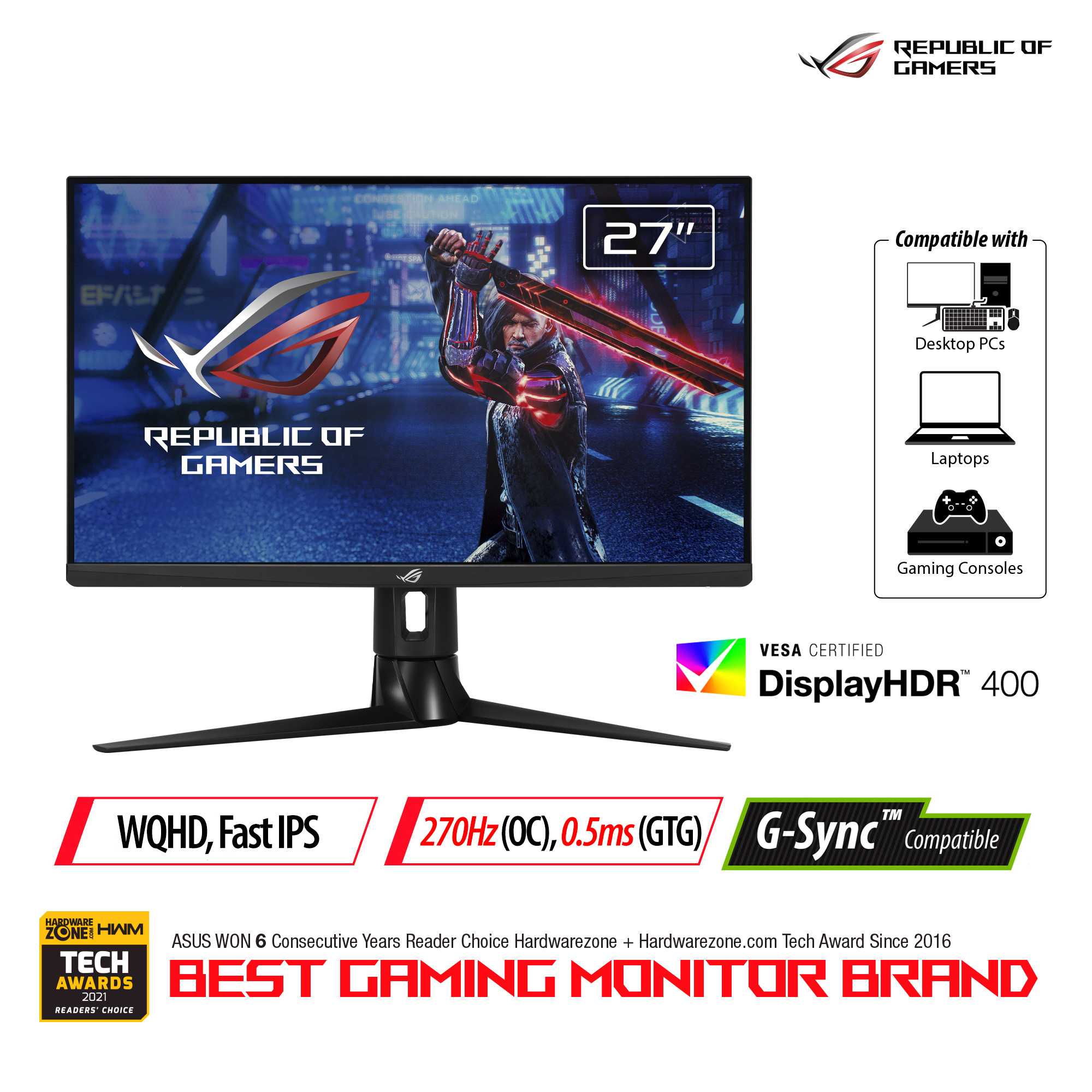 ASUS ROG Strix XG27AQM HDR Gaming Monitor – 27 inch WQHD (2560 x 1440 ...