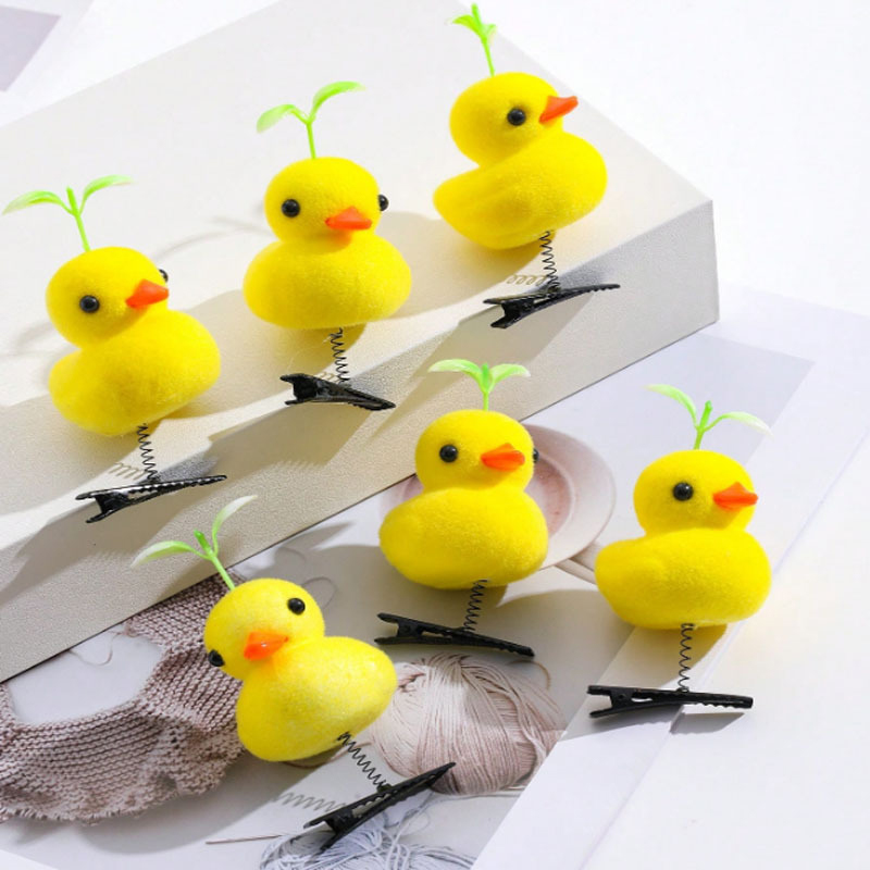 Kawaii 3D Little Yellow Duck Hair Clips Funny Cartoon Duck Hairpin For ...