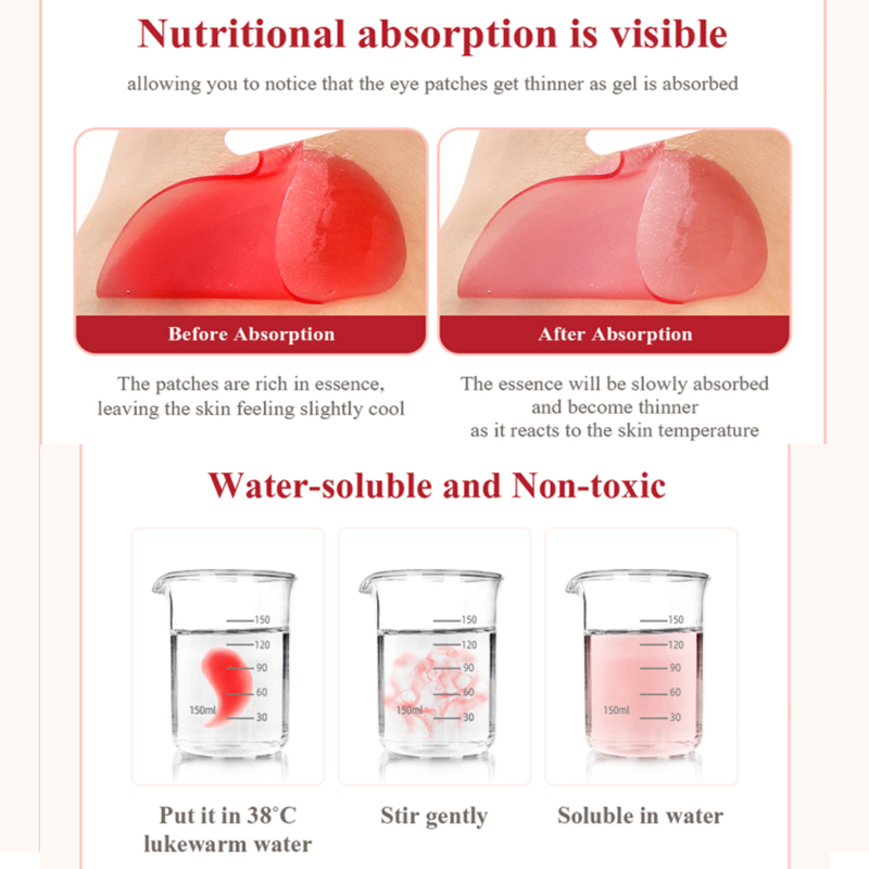 60PCS Red Crystal Collagen Gel Eye Patch Remove Dark Circle Anti ...