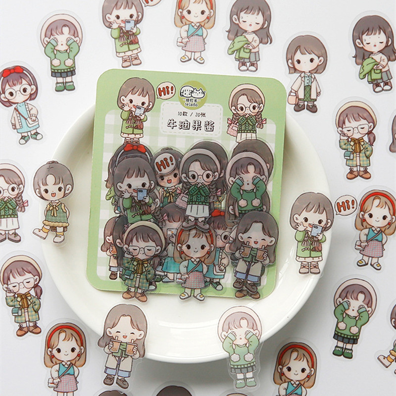 40PCS Mini Cute Girl Clothes PET Stickers Waterproof Album Diary ...