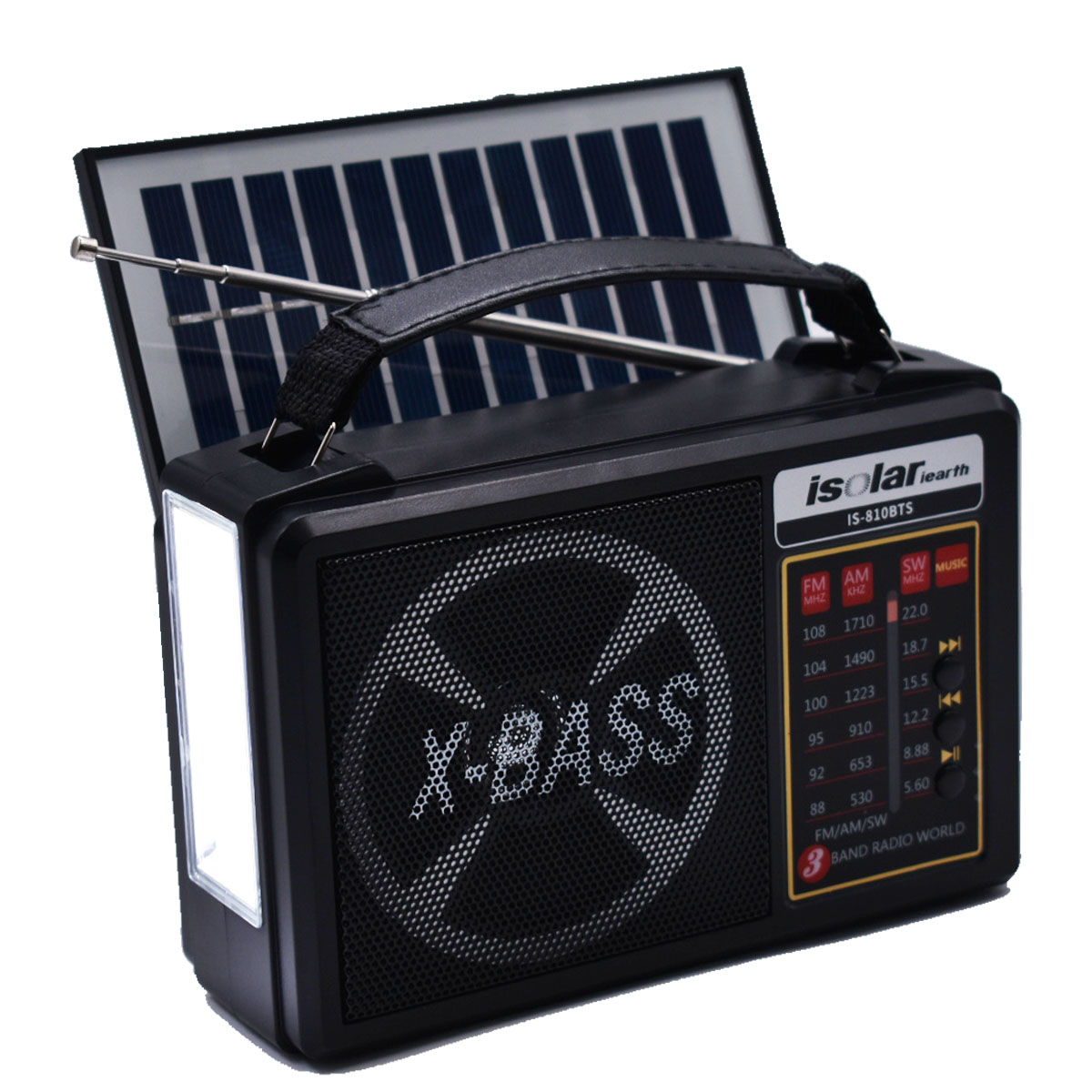 IS-810BTS X-BASS Solar Rechargeable bluetooth AM/FM/SW 1-6 3bands Radio ...
