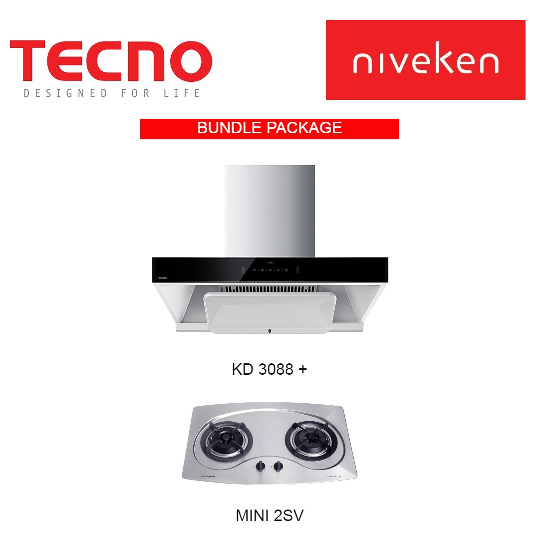 (Hood + Hob) Tecno KD 3088 (90cm) High Suction Chimney Hood with Auto ...