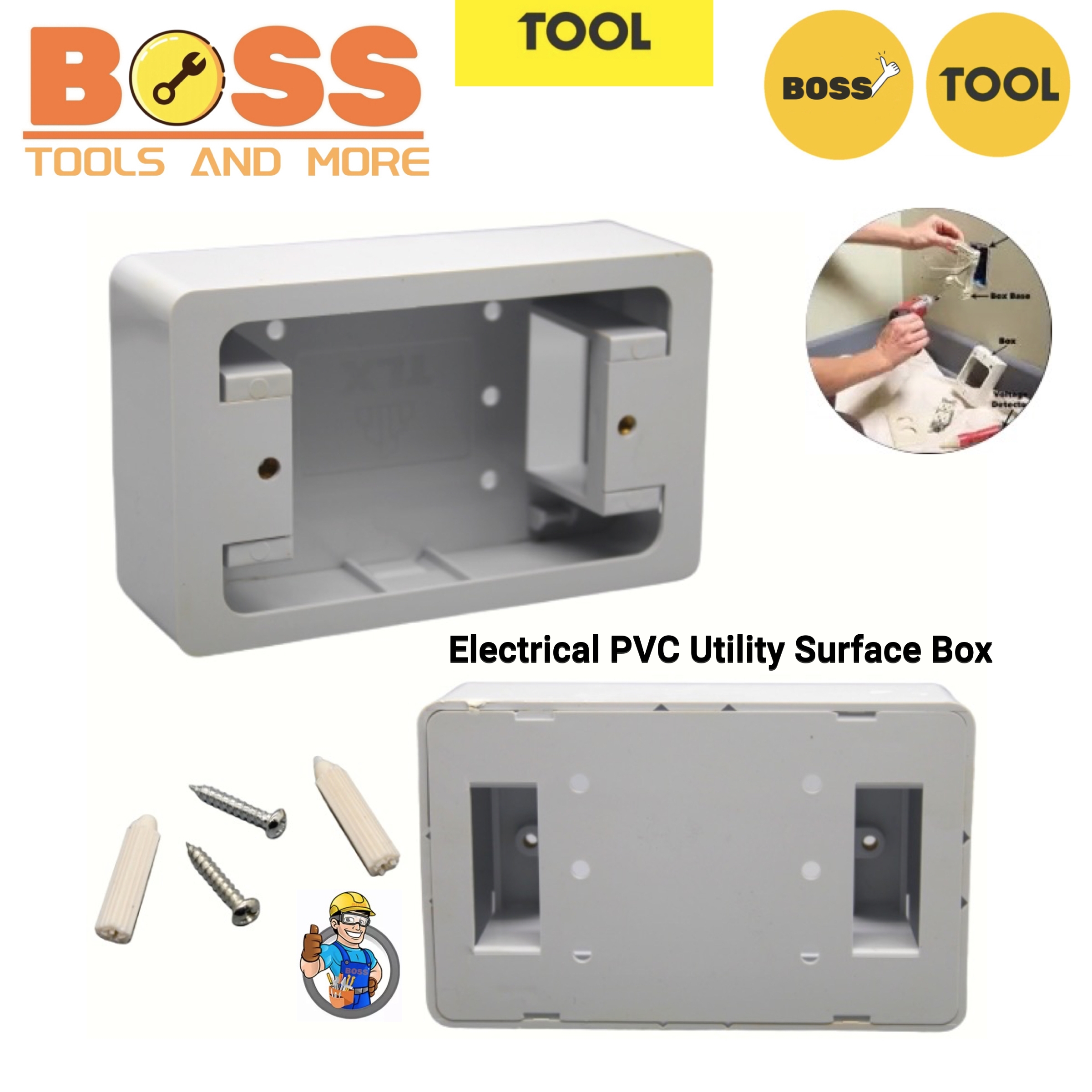 PVC Plastic Electrical White Surface Utility Box With Screw and Tox ...