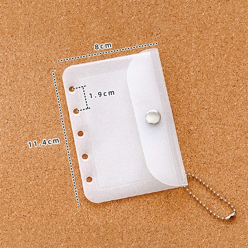 M5 A8 Five Holes Loose Leaf Card Holder Case PVC Transparent Glitter Storage Bag Note Book Inner ...