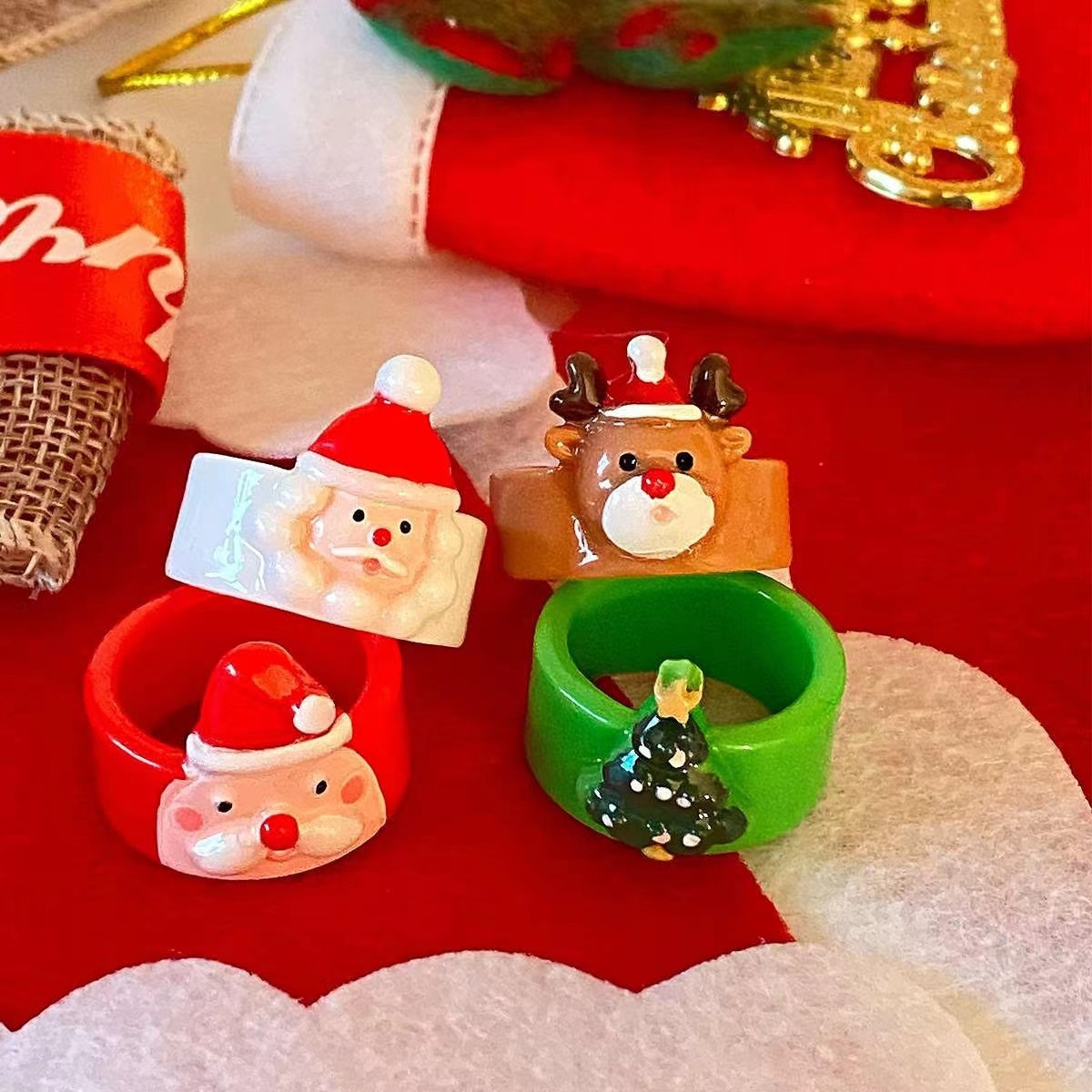 【New arrival】Christmas ornaments personalized cute cartoon ring Santa ...