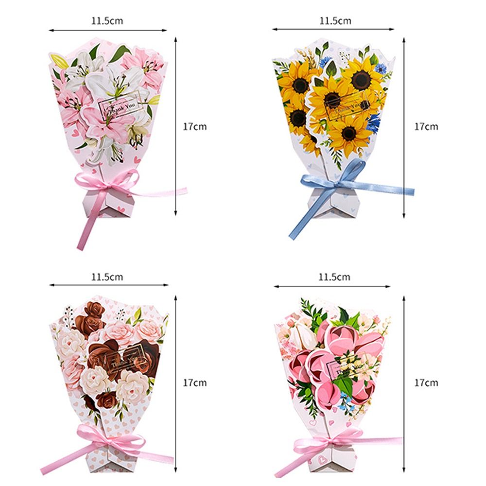 Gift Card 3D Flower Bouquet Greeting Card Sunflower/Rose/Carnation/Lily ...