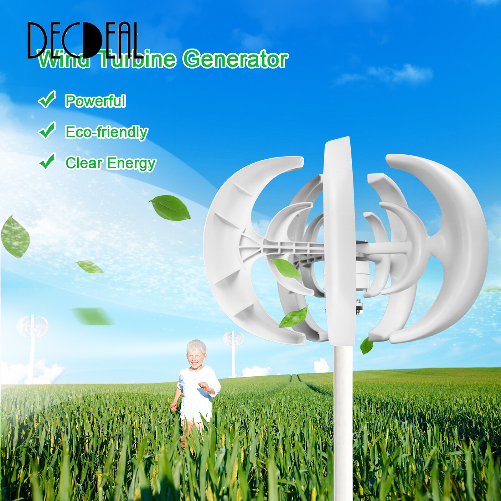 12V 1200W Wind Generator with Charger Controller 5 Blades Minitype ...