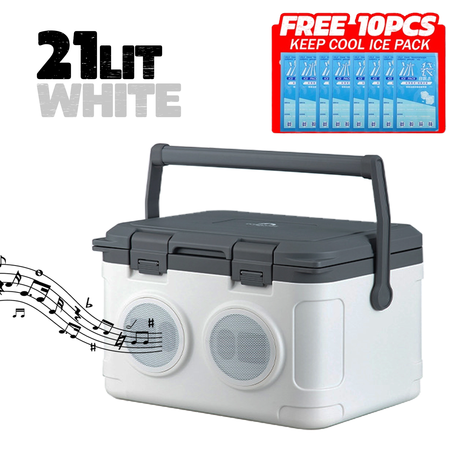 21L Camping Cooler Box With Speaker Travel Picnic Ice Box Cooler ...