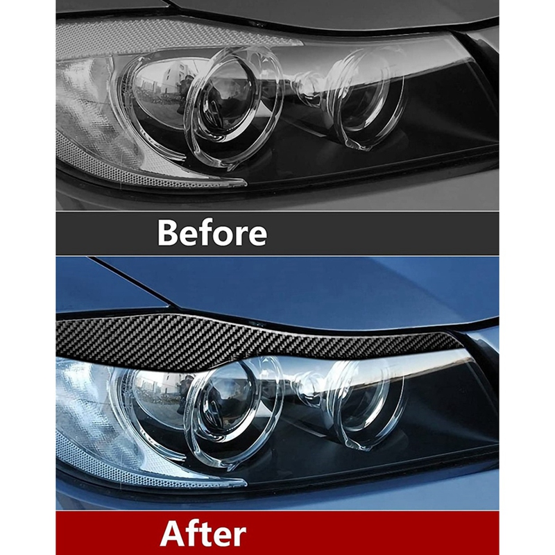 Car Real Carbon Fiber Headlight Eyebrow Sticker Cover Trim Decal for ...