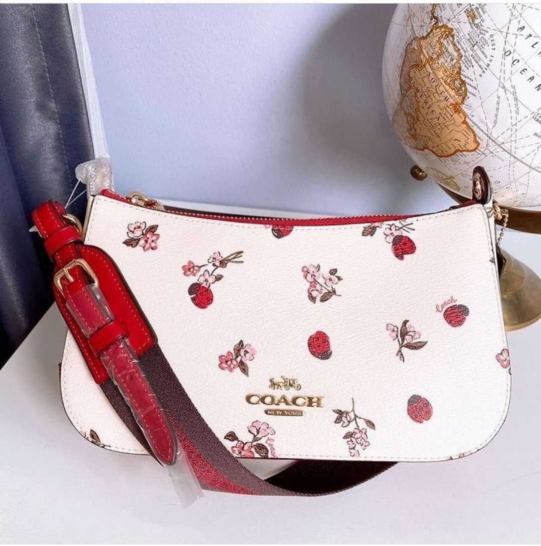 Original Coach C7973 Jes Baguette With Ladybug Floral Print - Chalk ...