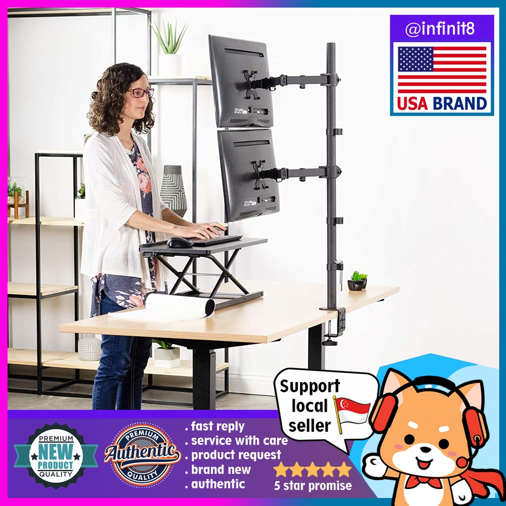 [sg stock-USA brand] VIVO Extra Tall Vertically Stacked Dual Monitor ...