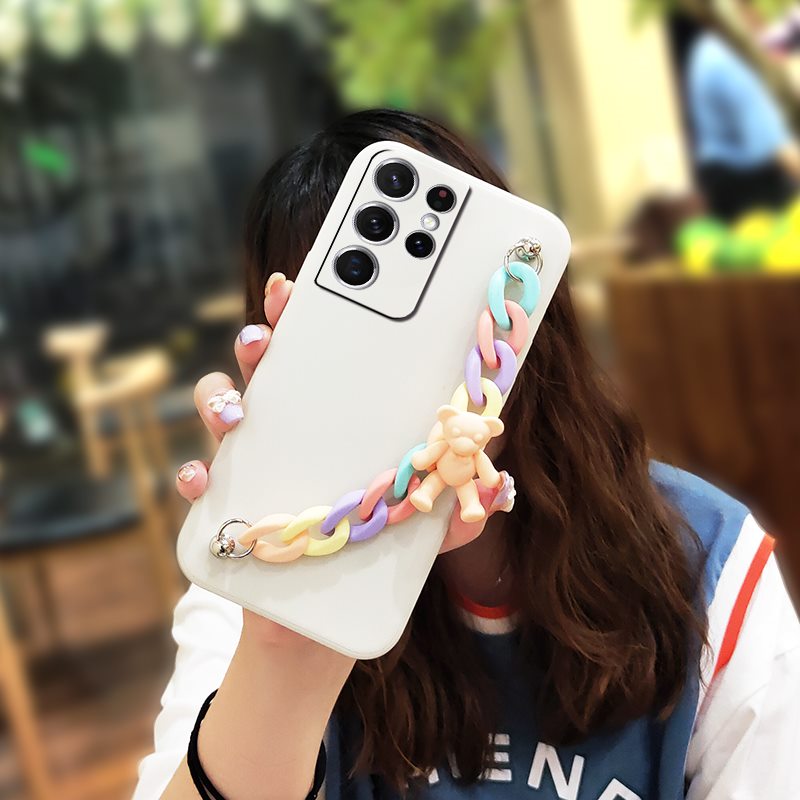 Skin feel silicone Bear bracelet Phone Case For Samsung Galaxy S21 ...