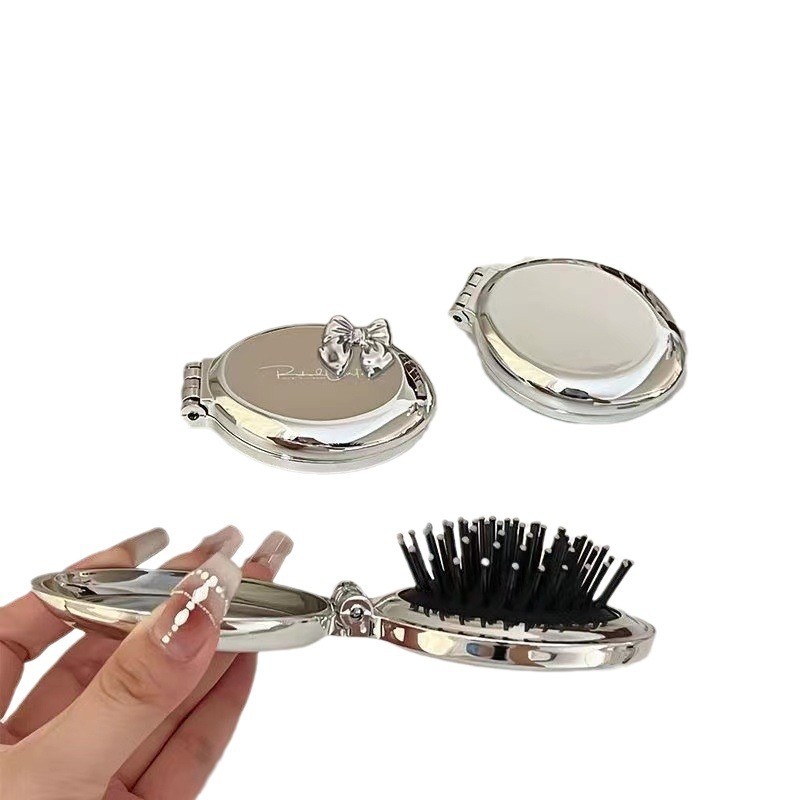 Enacolor Small Comb Foldable Mini Portable Mirror Press Comb for Ladies ...