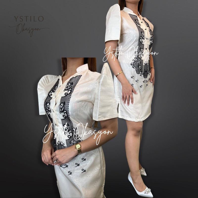 Modern Filipiniana Dress with Embroidery Design | Lazada PH