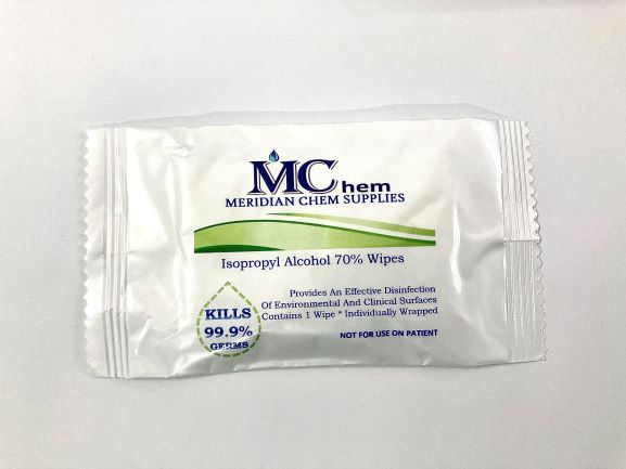 Meridian Chem Supplies Individually Packed Sachets 70% Alcohol Wipes 50 ...
