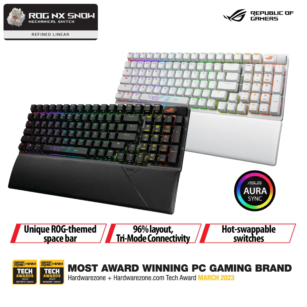 ASUS ROG Strix Scope II 96 Wireless Gaming Keyboard - Tri-Mode ...